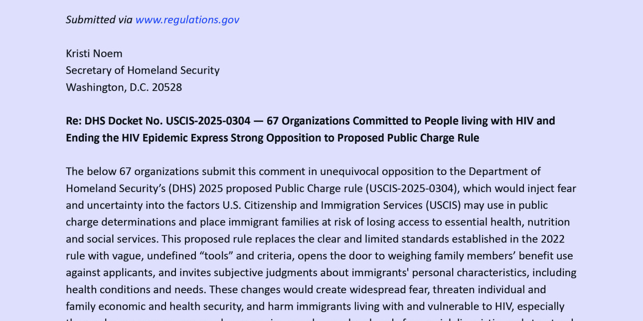Comment Opposing DHS 2025 Proposed Public Charge Rule (USCIS-2025-0304 ...