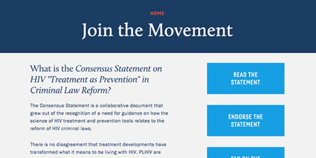 Consensus Statement on HIV "Treatment as Prevention" in Criminal Law ...